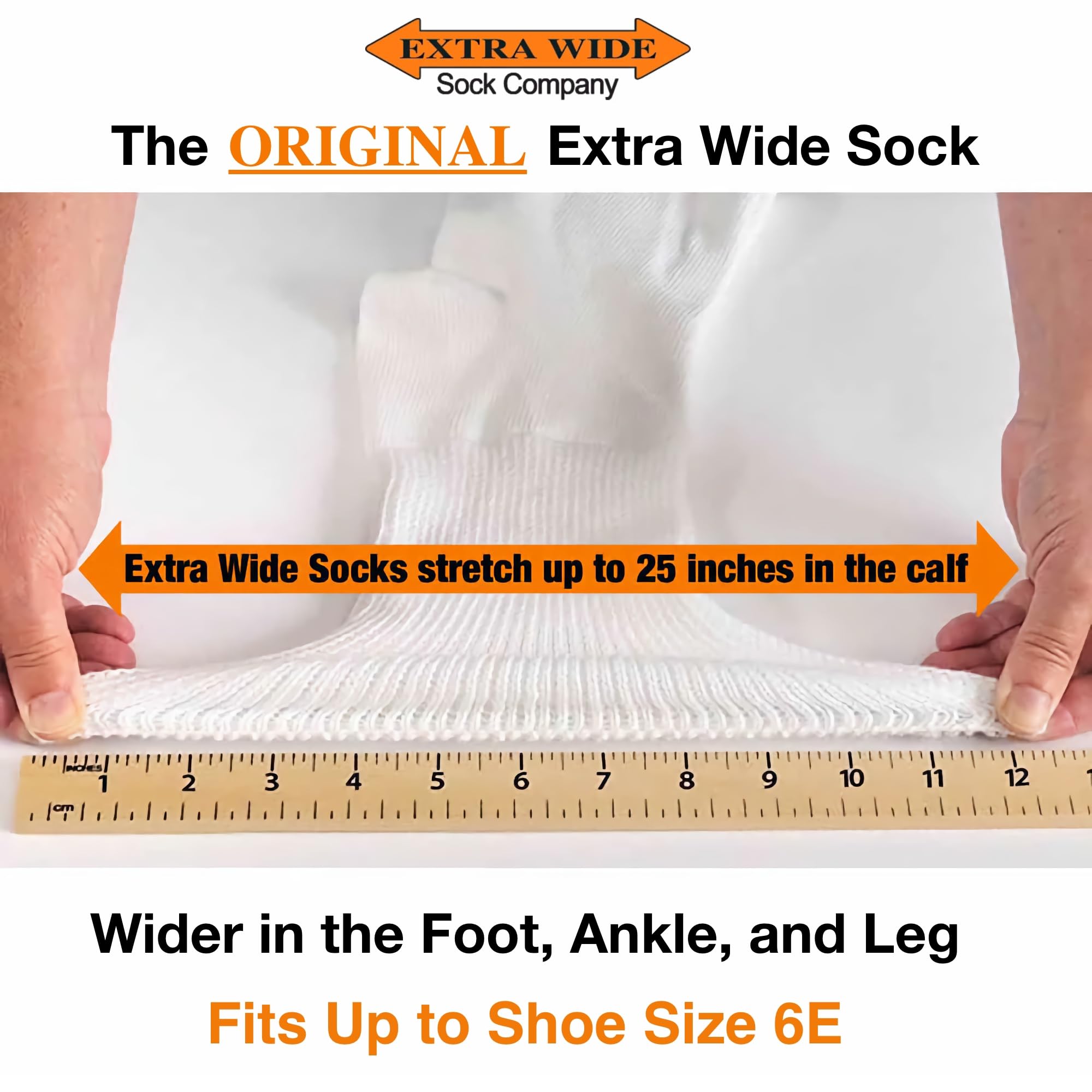 Extra Wide Comfort Fit Athletic Crew (Mid-Calf) Socks for Men and Women, For Wide Feet Pick your size, Do not size up