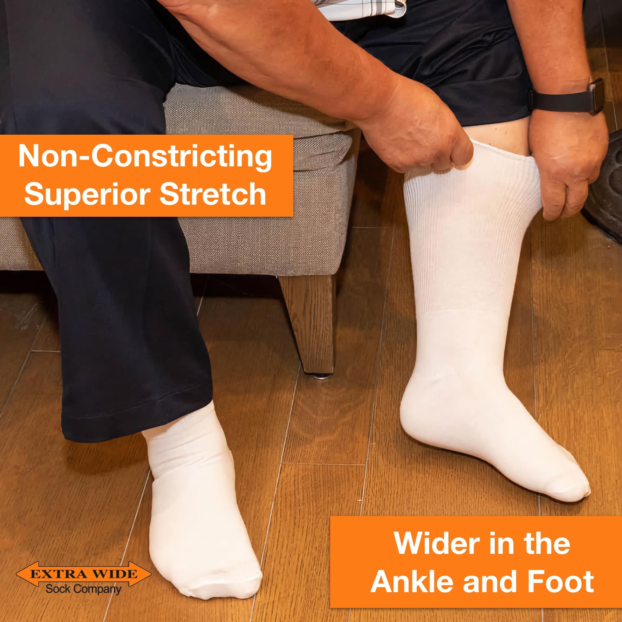 Extra Wide Comfort Fit Athletic Crew (Mid-Calf) Socks for Men and Women, For Wide Feet Pick your size, Do not size up