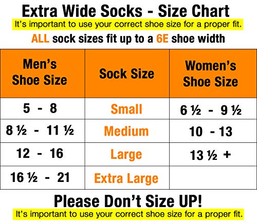 Extra Wide Comfort Fit Athletic Quarter Socks (Pack of 3) Fits Up to a 6E Width, Made in USA (Large, Black)