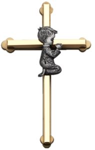 cathedral art (abbey & ca gift praying baby boy wall cross, gold finish