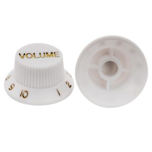 Musiclily Metric Strat Knobs 1 Volume 2 Tone Control Knobs Set for Import Squier Strat Style Electric Guitar,White