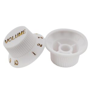 Musiclily Metric Strat Knobs 1 Volume 2 Tone Control Knobs Set for Import Squier Strat Style Electric Guitar,White