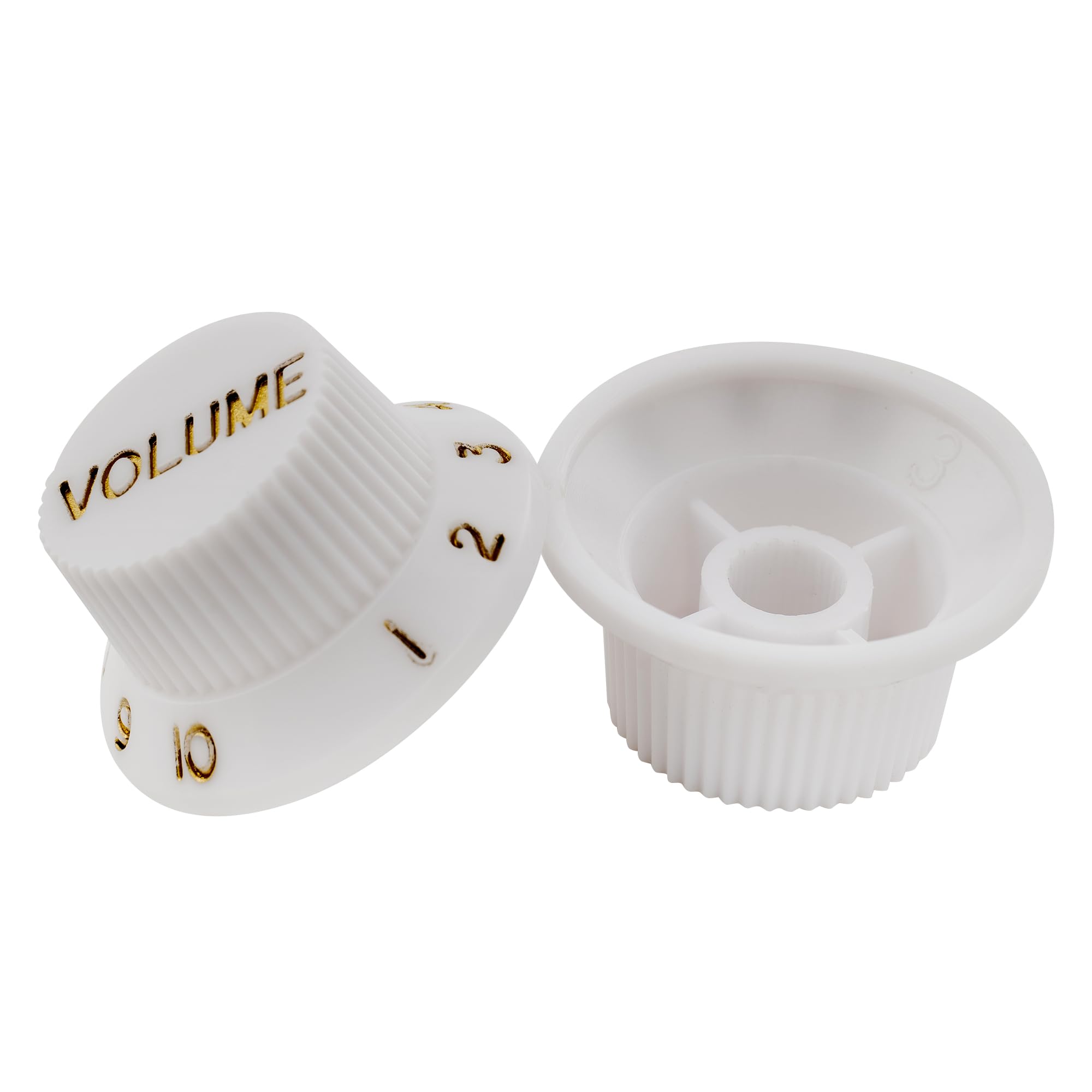 Musiclily Metric Strat Knobs 1 Volume 2 Tone Control Knobs Set for Import Squier Strat Style Electric Guitar,White