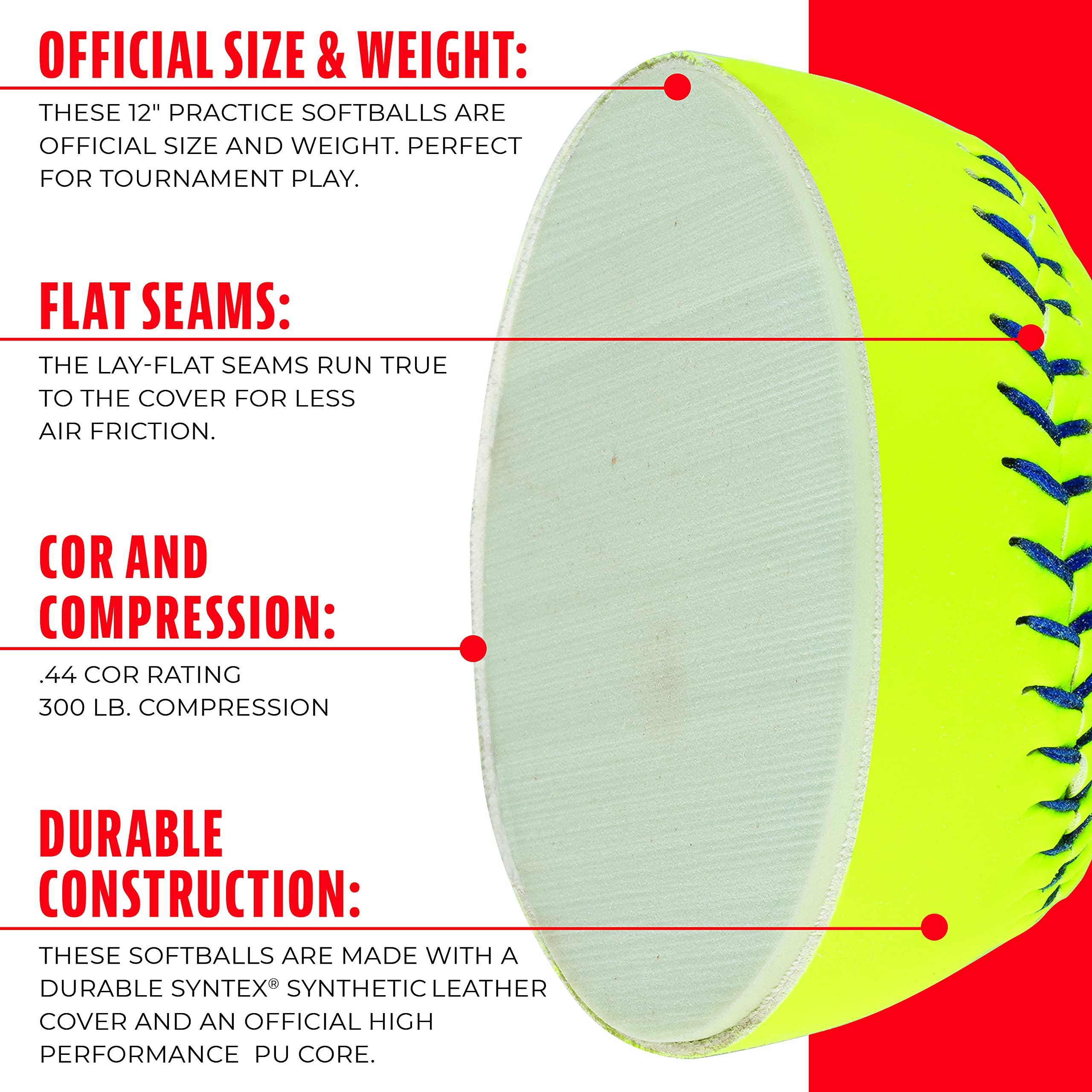 Franklin Sports 12" Slowpitch Tournament Softballs - Great for Practice + Training - Official Size + Weight - 1 Pack