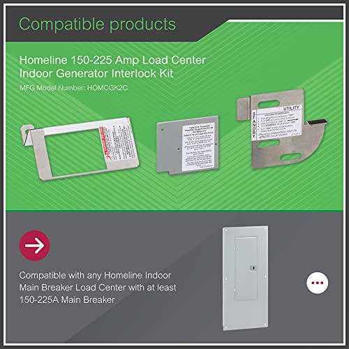 Square D - HOMCGK2C Homeline Cover Generator and QOM2 Frame Size Main Breaker Interlock Kit