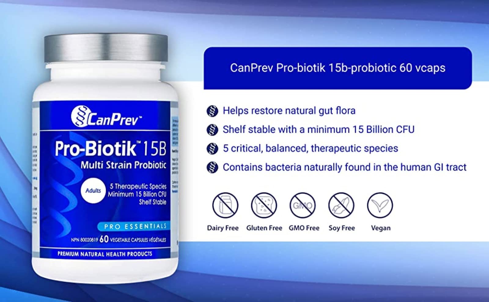 CanPrev 15B-Probiotic Vegi Capsules, 60 Count