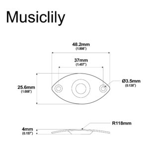 Musiclily 1/4" Oval Guitar Input Jack Output Jack Plate Socket for Strat Tele Style Electric Guitar Replacement Parts, Black