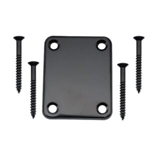 musiclily metal 4 bolt guitar neck plate with screws for fender strat tele electric guitar or bass replacement,black