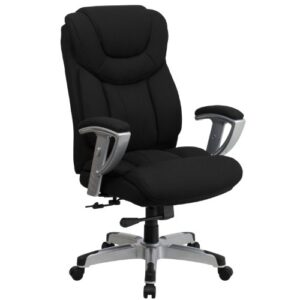 flash furniture hercules series big & tall 400 lb. rated black fabric executive ergonomic office chair with silver adjustable arms