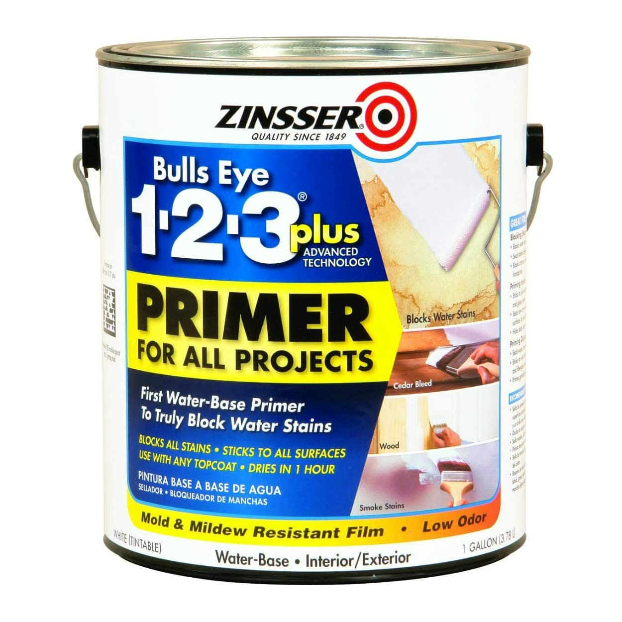 Zinsser Bulls Eye 1-2-3 Plus Water-Based Acrylic Primer (Primer White, 1-Gallon)