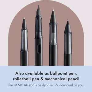 LAMY AL-star black - Fountain Pen with ergonomic grip & black steel nib in size F - lightweight aluminum body - including LAMY T 10 blue cartridge - Right-Handed