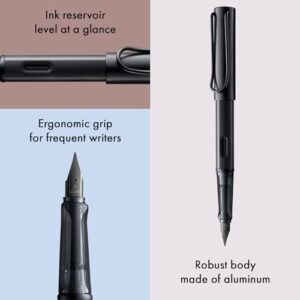 LAMY AL-star black - Fountain Pen with ergonomic grip & black steel nib in size F - lightweight aluminum body - including LAMY T 10 blue cartridge - Right-Handed