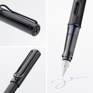 LAMY AL-star black - Fountain Pen with ergonomic grip & black steel nib in size F - lightweight aluminum body - including LAMY T 10 blue cartridge - Right-Handed