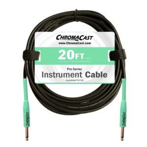 chromacast surf green 20-feet pro series instrument cable, straight (cc-pscblss-20sgr)