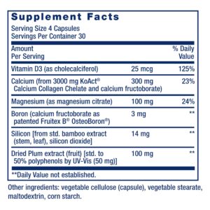 Life Extension Bone Strength Collagen Formula, calcium collagen chelate, calcium fructoborate, vitamin D3, magnesium citrate, silicon, dried plum extract, boron, gluten-free, non-GMO, 120 capsules