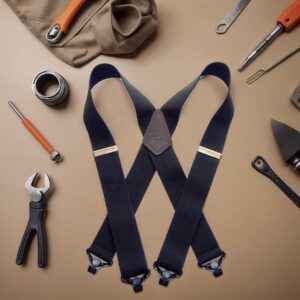 Holdup 2" Wide Contractor Suspenders for Men Heavy Duty - Work Suspenders for Men with Patented Composite Plastic Gripper Clasps