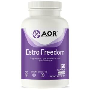 aor, estro freedom, vegan, natural supplement to support healthy estrogen balance and healthy, regular menstruation, 60 capsules (30 servings)