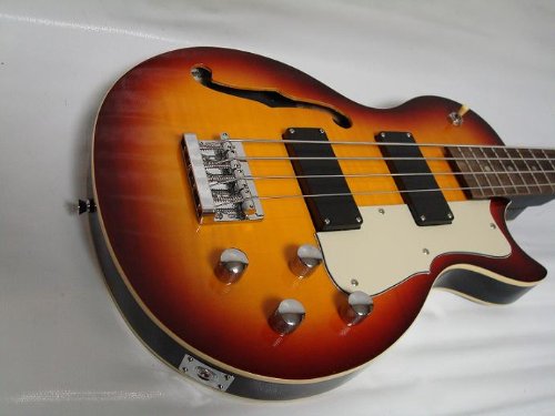 Ktone Sunburst 4 String Bass Guitar, Semi-hollow Body/W Bag