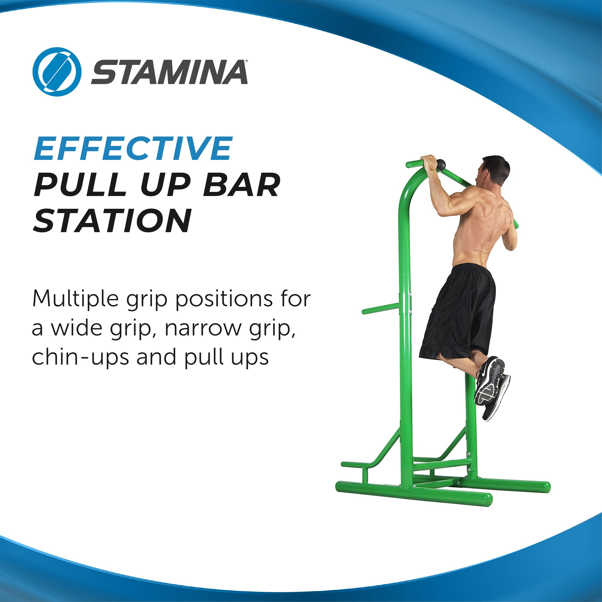 Stamina Products 300 Weight Capacity Steel Weatherproof Heavy Duty Outdoor Fitness Multi Use Strength Training Power Tower, Green