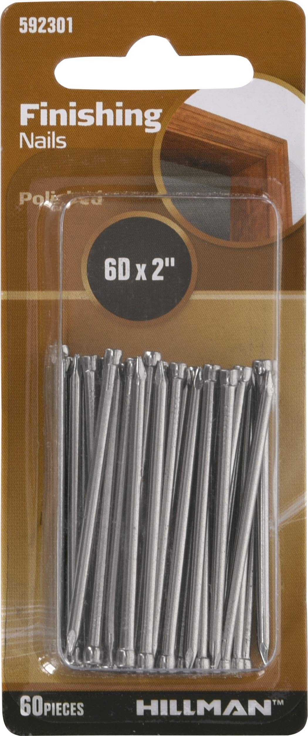 Hillman 592301 Polished Finishing Nails (6D x 2") - 60 Pieces, Silver