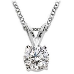 1/3 carat 4 prong solitaire basket diamond pendant necklace 14k white gold (g, si2-i1, 0.3 ctw)