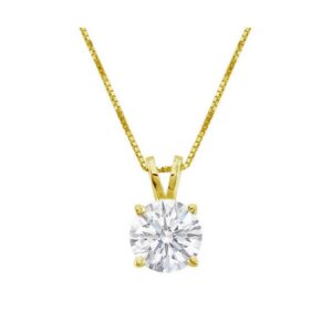 near 1 carat 4 prong solitaire basket diamond pendant necklace 14k yellow gold (j, i2, 0.85 ctw)