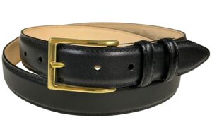 adam gold men's genuine italian calfskin leather dress belt 1-1/8"(30mm) wide polished buckle (smooth black, 36)