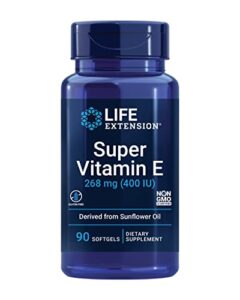 life extension super vitamin e 268 mg - for heart, brain & immune health -offers antioxidant protection & promotes inflammatory response - gluten free, non-gmo, 90 softgels