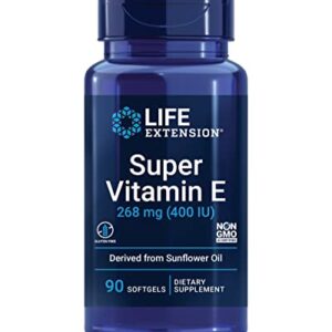 Life Extension Super Vitamin E 268 mg - For Heart, Brain & Immune Health -Offers Antioxidant Protection & Promotes Inflammatory Response - Gluten Free, Non-GMO, 90 Softgels