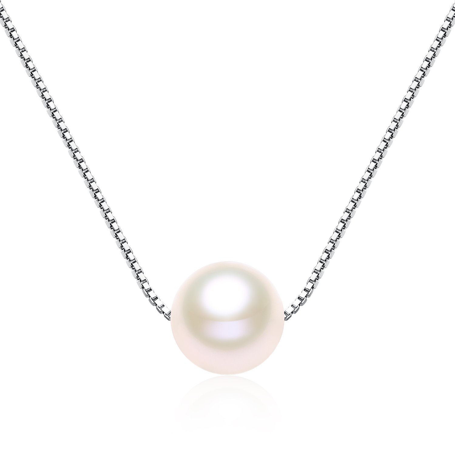 VIKI LYNN Single Pearl Necklace 7-8mm Freshwater Cultured Pearl 925 Sterling Silver Box Chain