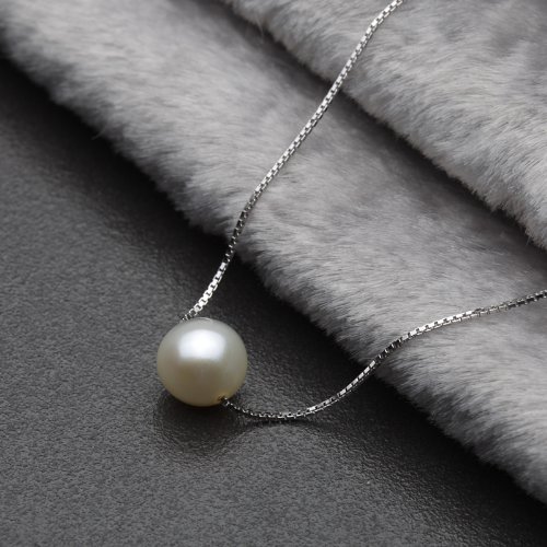 VIKI LYNN Single Pearl Necklace 7-8mm Freshwater Cultured Pearl 925 Sterling Silver Box Chain