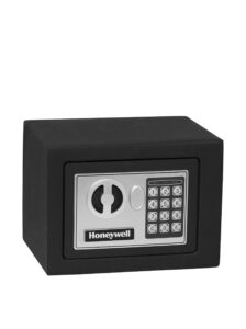 honeywell safes & door locks - bolt down small safe box with digital lock for home - steel security electronic lock box - cabinet & door design safe with 2 keys - 0.17-cubic feet - black - 5005