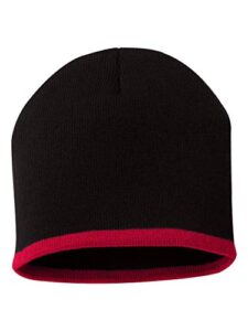 sportsman bottom striped knit beanie one size black/ red