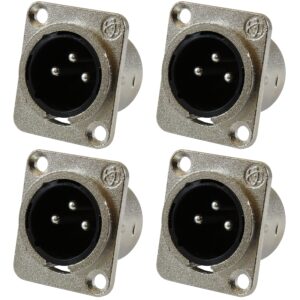 gls audio xlr male jack 3 pin - panel mount jacks d series size xlr-m - 4 pack