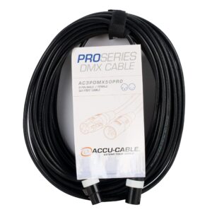 adj products ac3pdmx50pro accu 3-pin dmx cable, 50', black