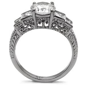 Lanyjewelry Brilliant/Princess Cut CZ Stainless Steel Women's Wedding/Engagement Ring-10