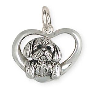 esquivel and fees shih tzu jewelry sterling silver shih tzu charm handmade dog jewelry sz23-c