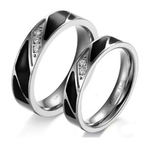 Global Jewelry Amazing Titanium Stainless Steel We Love Each Other Wedding Band Set Anniversary/Engagement/Promise/Couple Ring Best Gift! (His, 9)