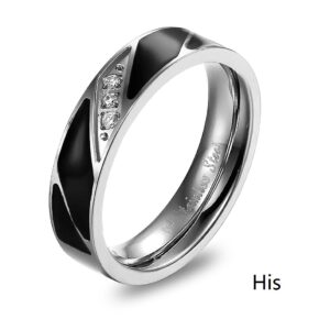 Global Jewelry Amazing Titanium Stainless Steel We Love Each Other Wedding Band Set Anniversary/Engagement/Promise/Couple Ring Best Gift! (His, 9)