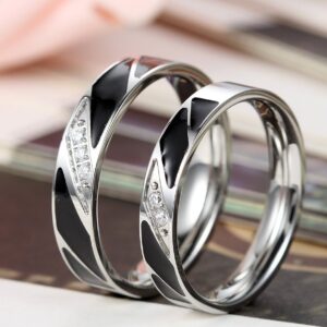 Global Jewelry Amazing Titanium Stainless Steel We Love Each Other Wedding Band Set Anniversary/Engagement/Promise/Couple Ring Best Gift! (His, 9)