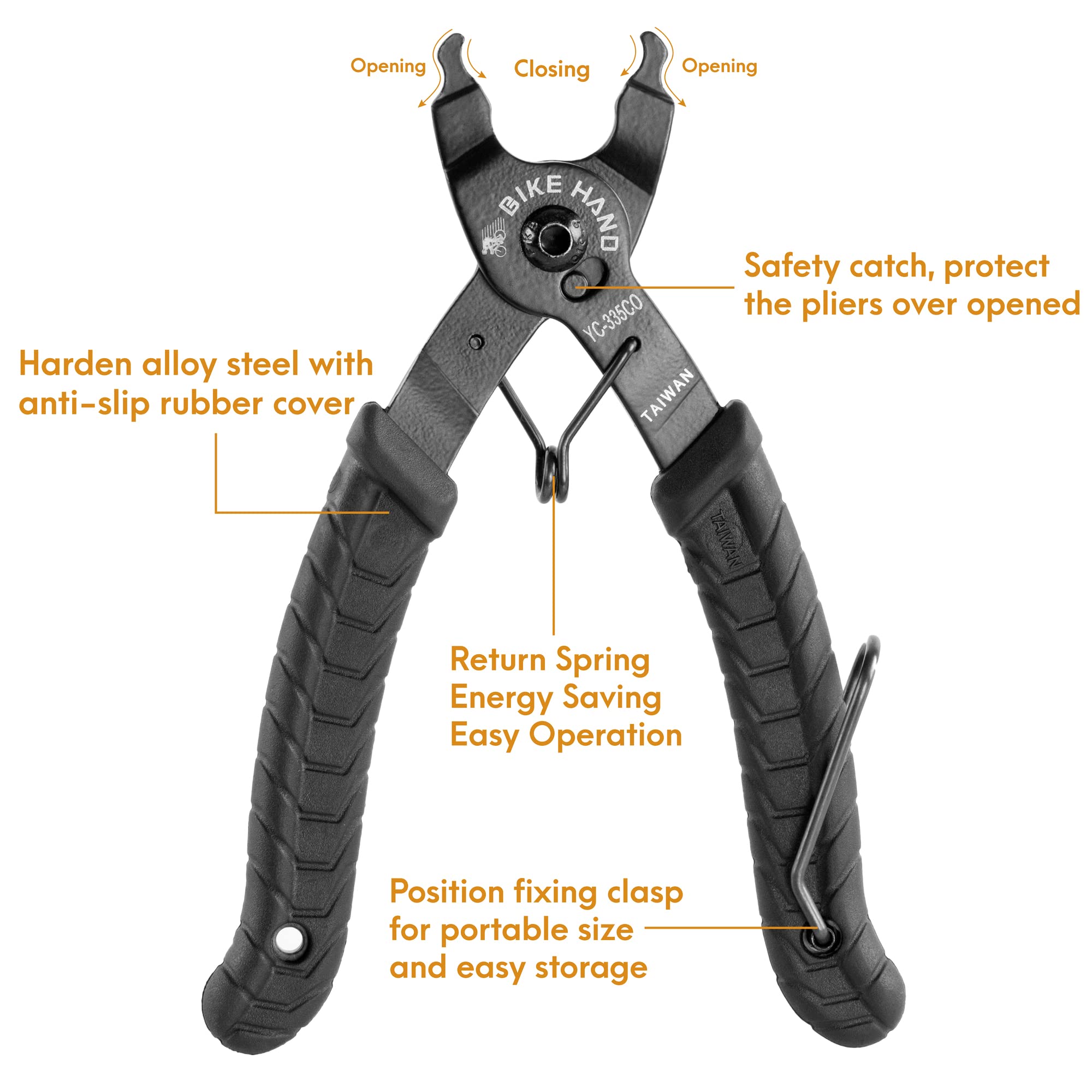 BIKEHAND Bike Bicycle Chain Master Link Pliers Tool - MTB Road Quick Link Remover Removal - Compatible with All Brands: for Shimano Sram KMC Chain - Standard