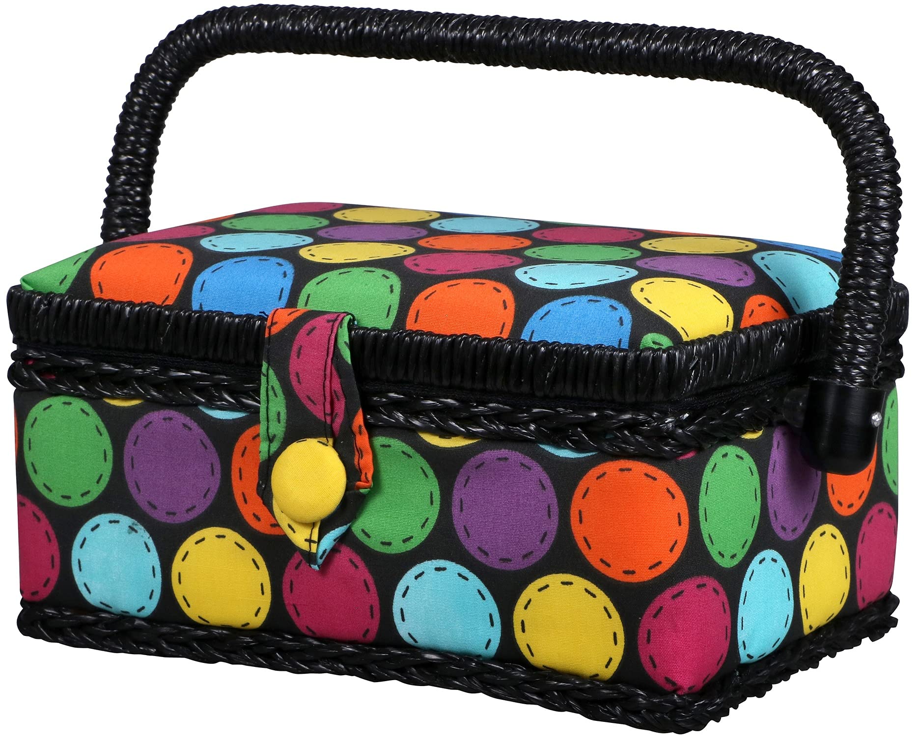 SINGER Polka Dot Small Sewing Basket with Sewing Kit Accessories