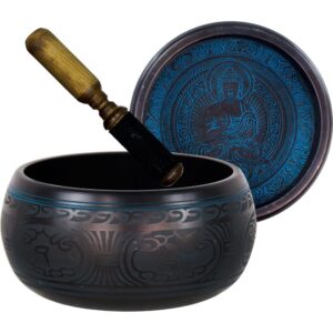 singing bowl round sides 7" medicine buddha blue