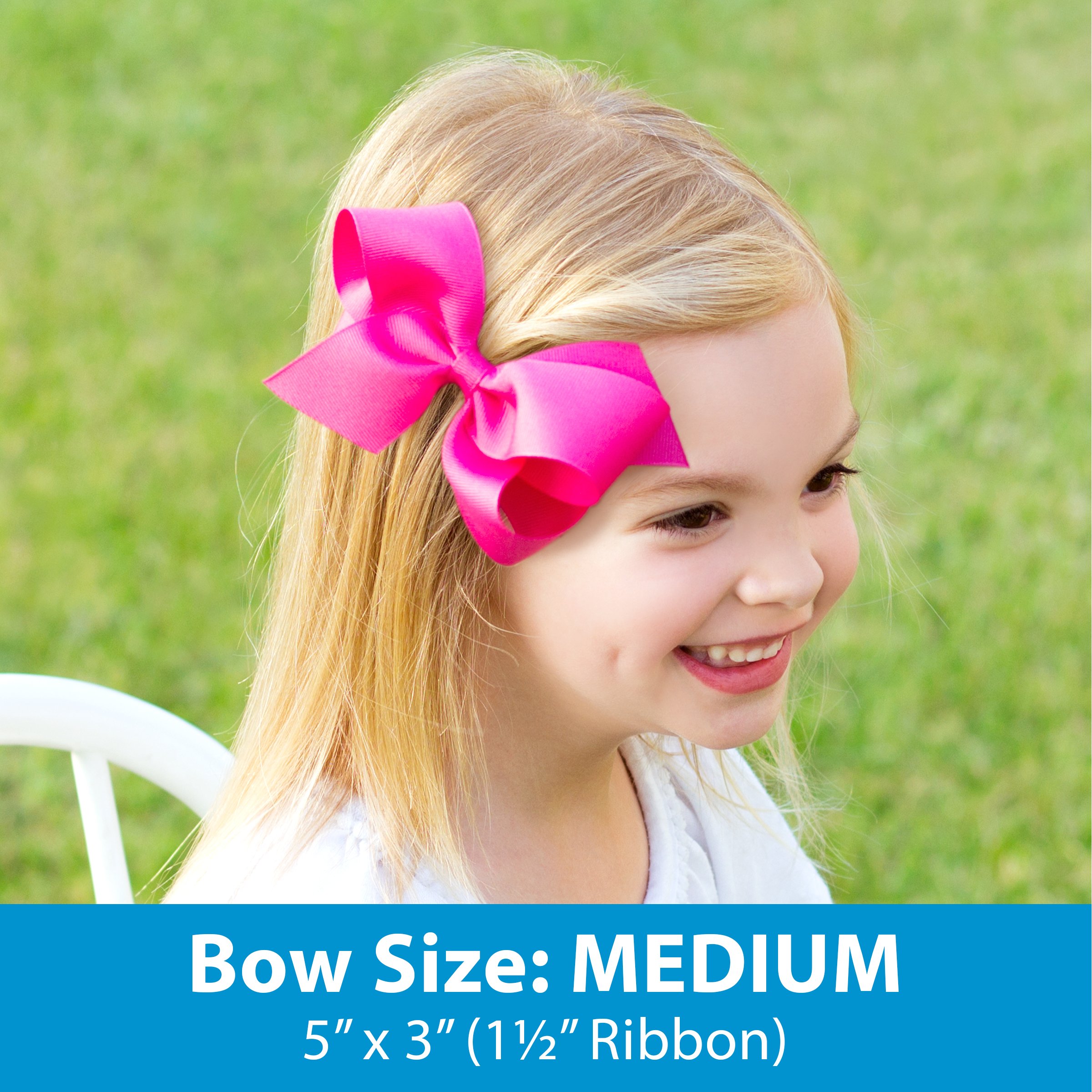 Wee Ones Girls' Classic Grosgrain Hair Bows on a WeeStay No-Slip Hair Clip, Handmade, Medium Sized Bow, Light Pink