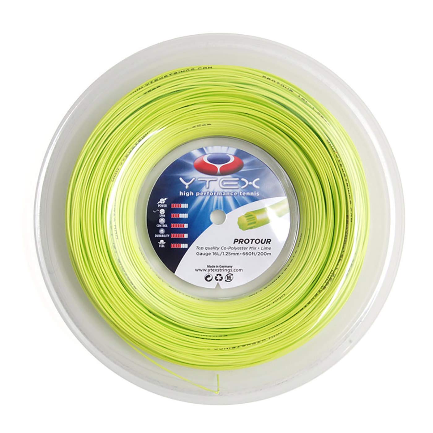 YTEX Protour Lime Tennis Racquet String Reel (16L Gauge, 1.25mm)