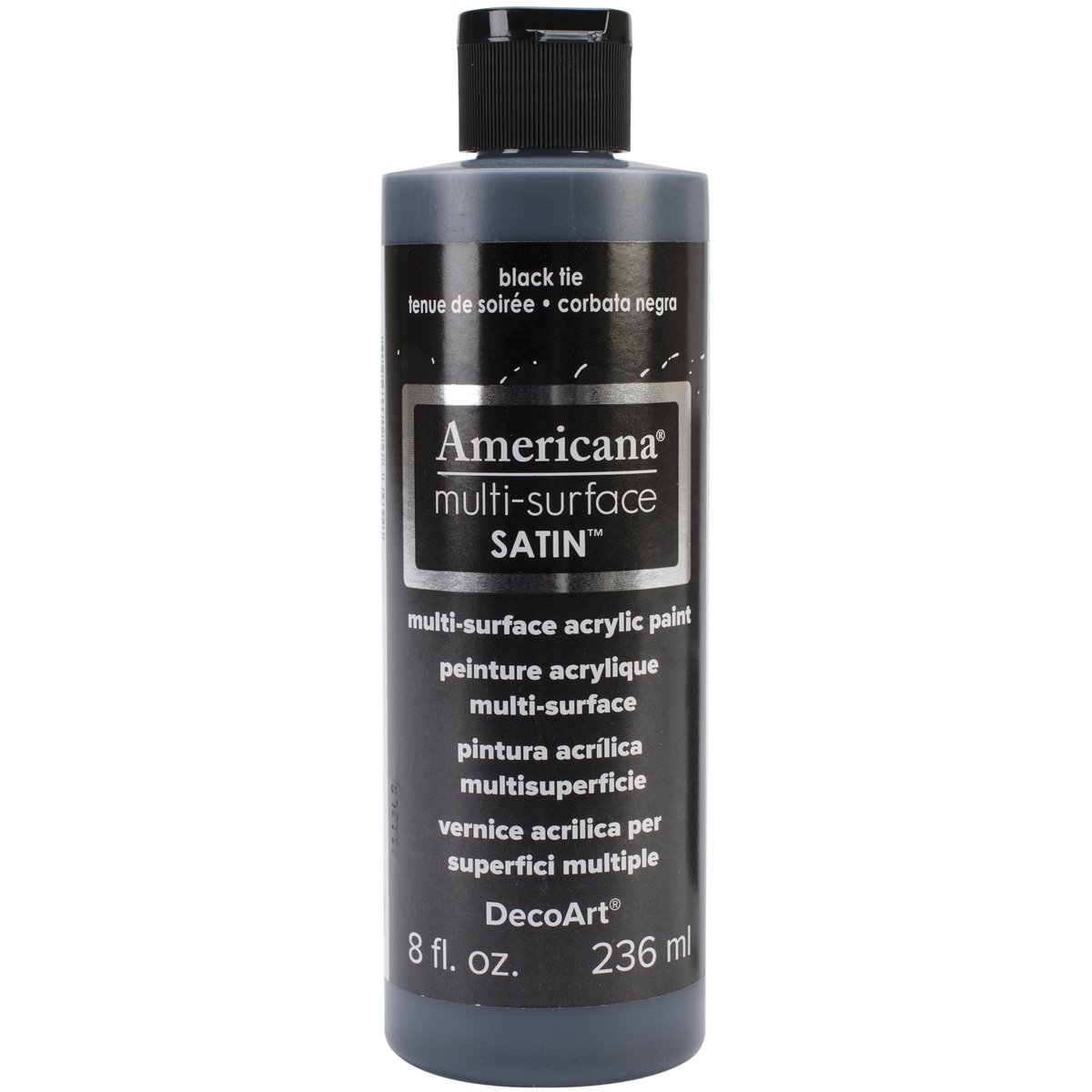 DecoArt Americana Multi-Surface Satin Acrylic Paint, 8-Ounce, Black Tie