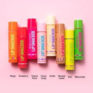 Lip Smacker Original & Best Holiday Flavored Lip Balm Party Pack, Oatmeal Cookie, Vanilla, Mango, Watermelon, Tropical Punch, Cotton Candy, Kiwi, Strawberry, Clear