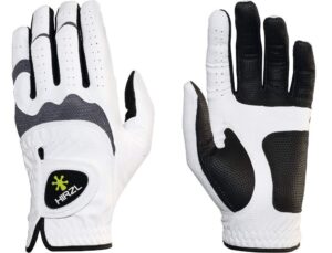 hirzl trust hybrid golf gloves mens worn on left hand (right handed golfer) super-strong kangaroo leather white / black x-large ultra grip mitt