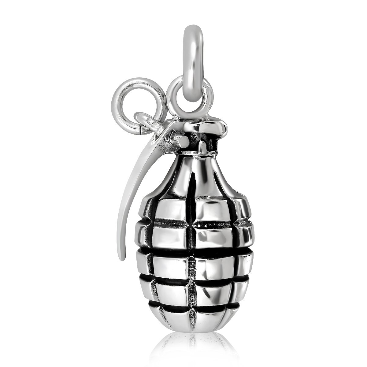 WithLoveSilver Solid 925 Sterling Silver Charm Hand Grenade Pendant