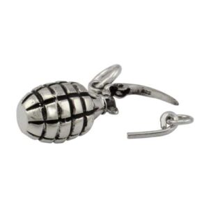 WithLoveSilver Solid 925 Sterling Silver Charm Hand Grenade Pendant